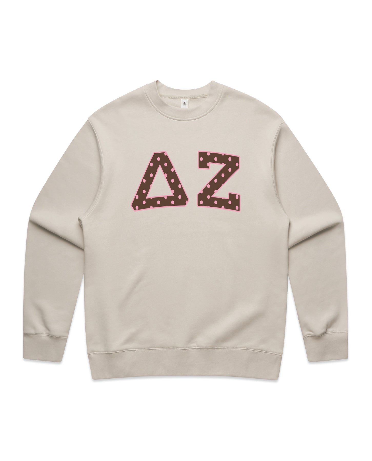 Delta Zeta Brown & Pink Polka Dot Heavy Weight Crewneck – University Tees