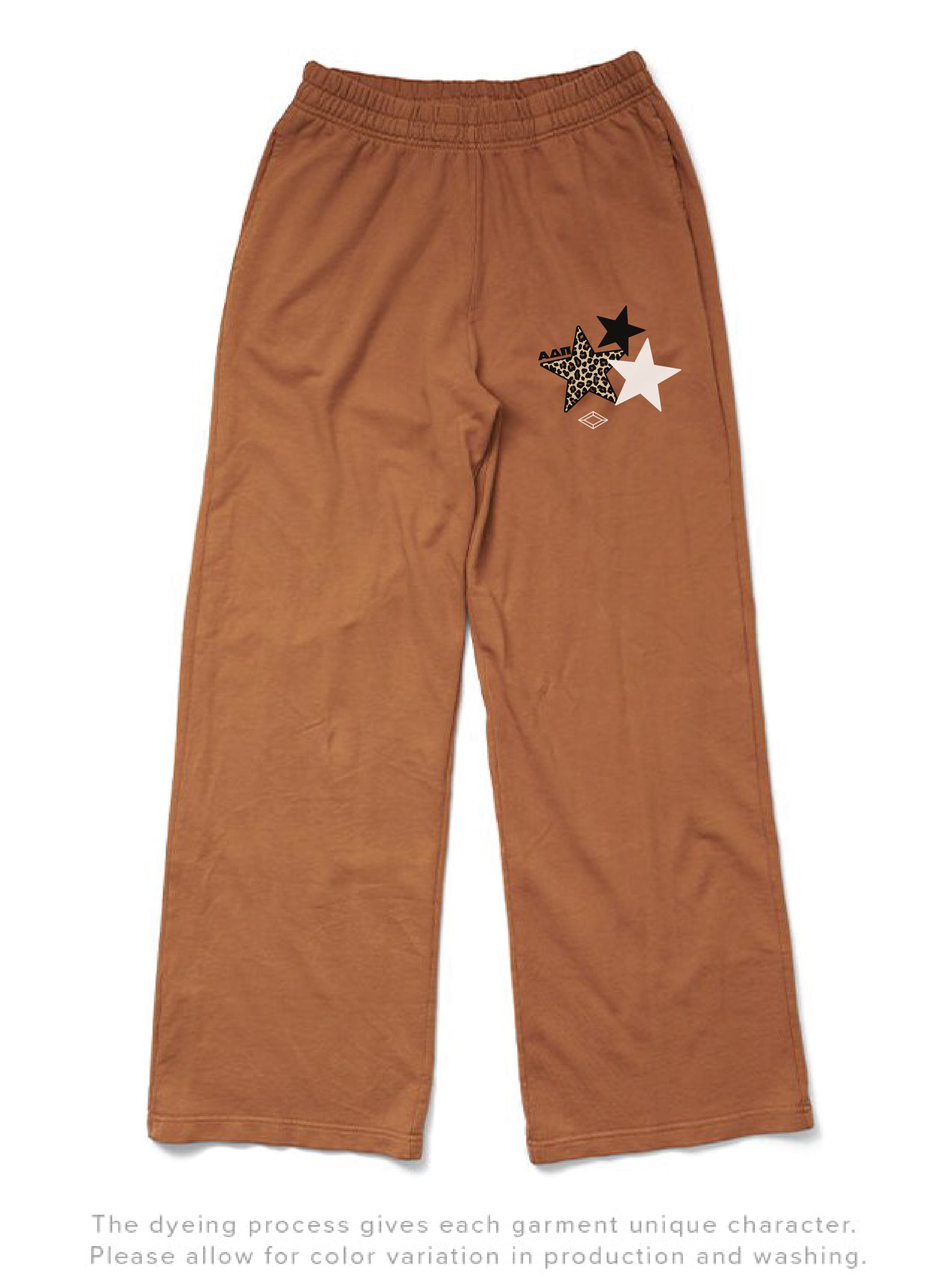 Alpha Delta Pi Caffeine Cheetah Star Light Weight Wide Leg Pants ...