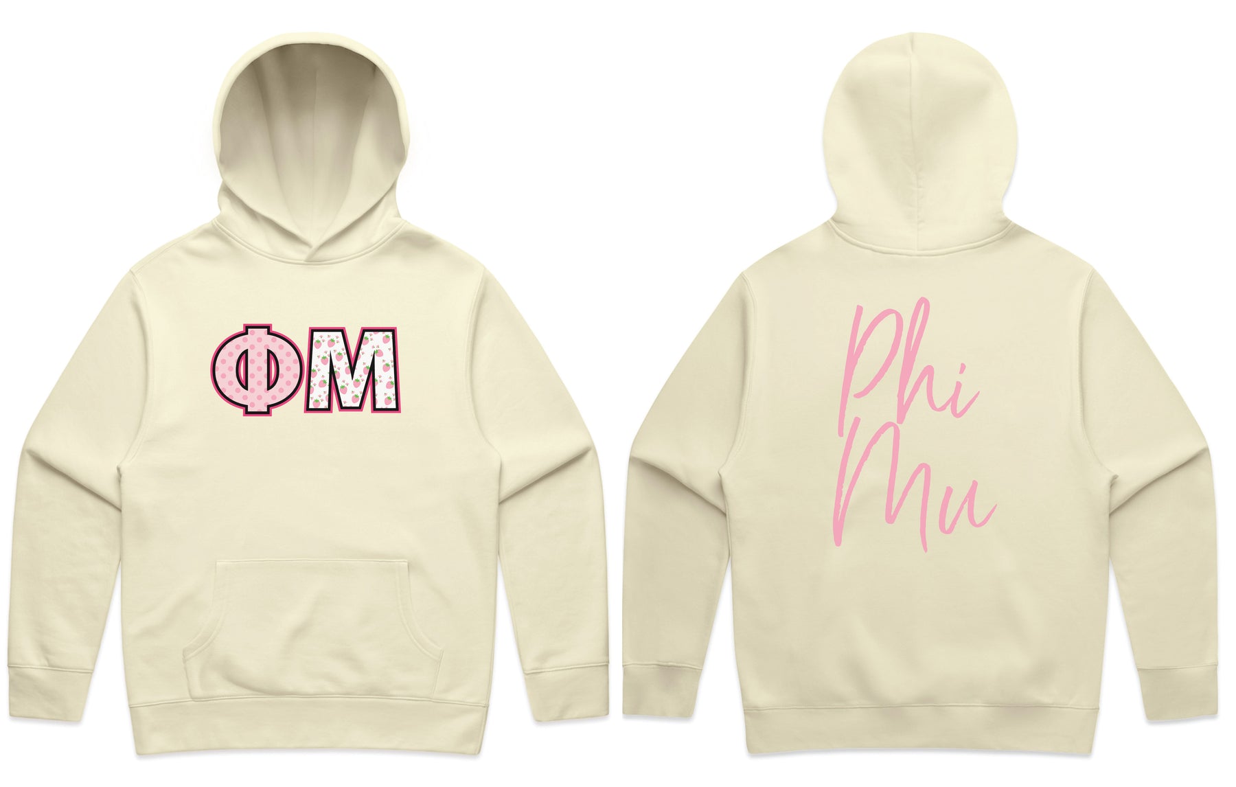 Phi Mu Coquette Butter Heavy Weight Sorority Hoodie – University Tees