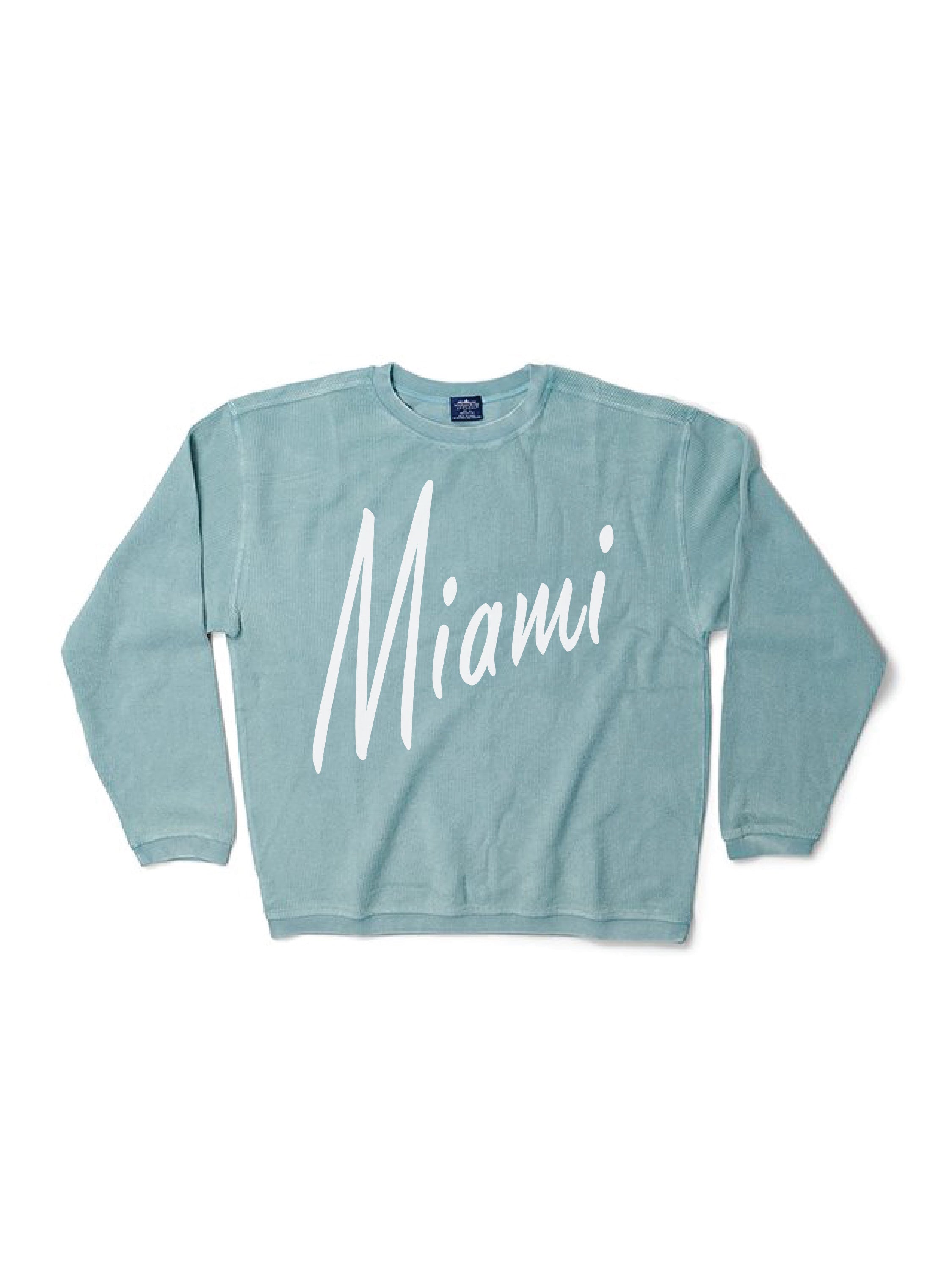 Miami Denim Script Corded Crewneck – University Tees