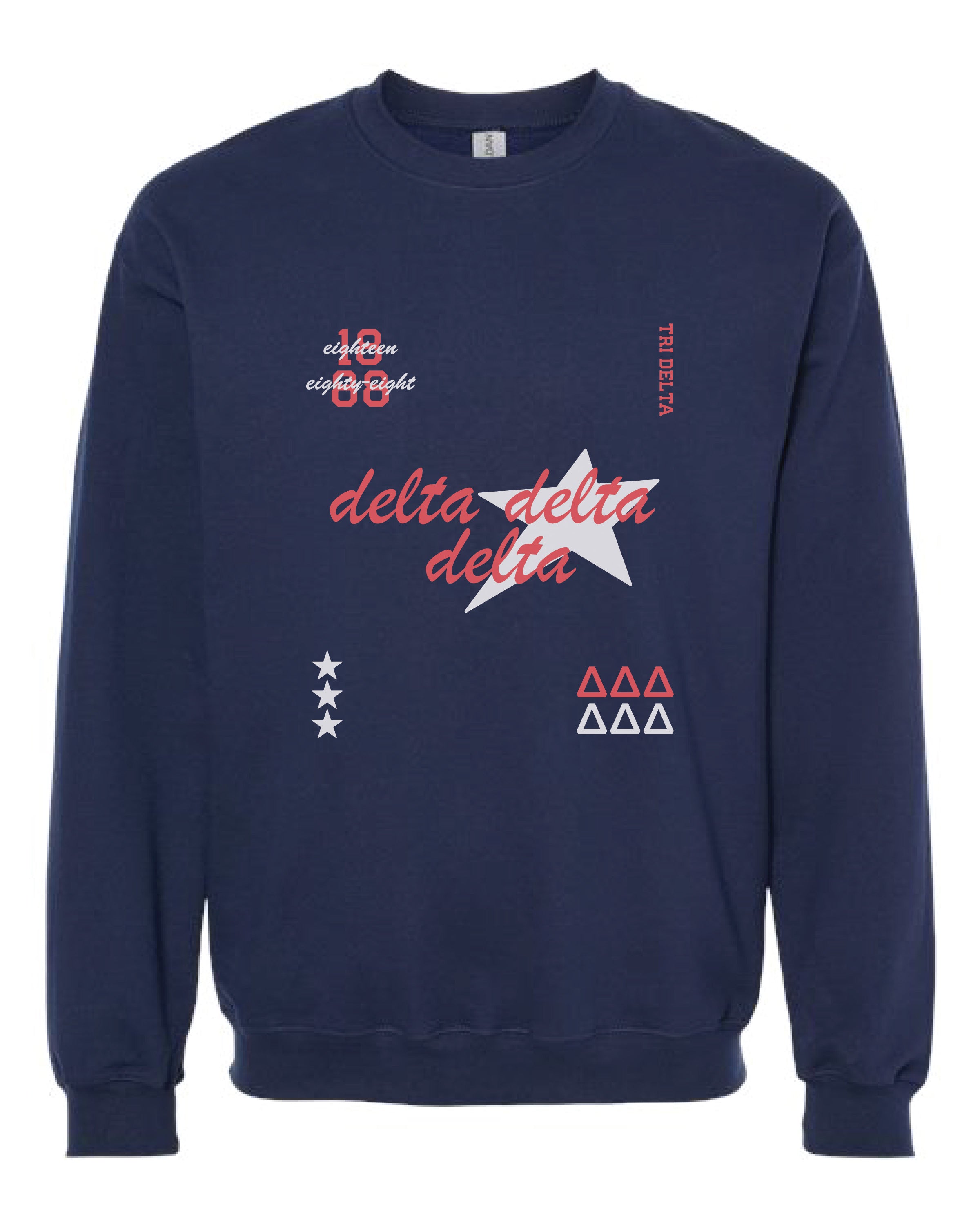 Delta Delta Delta Navy Stars Sorority Crewneck – University Tees