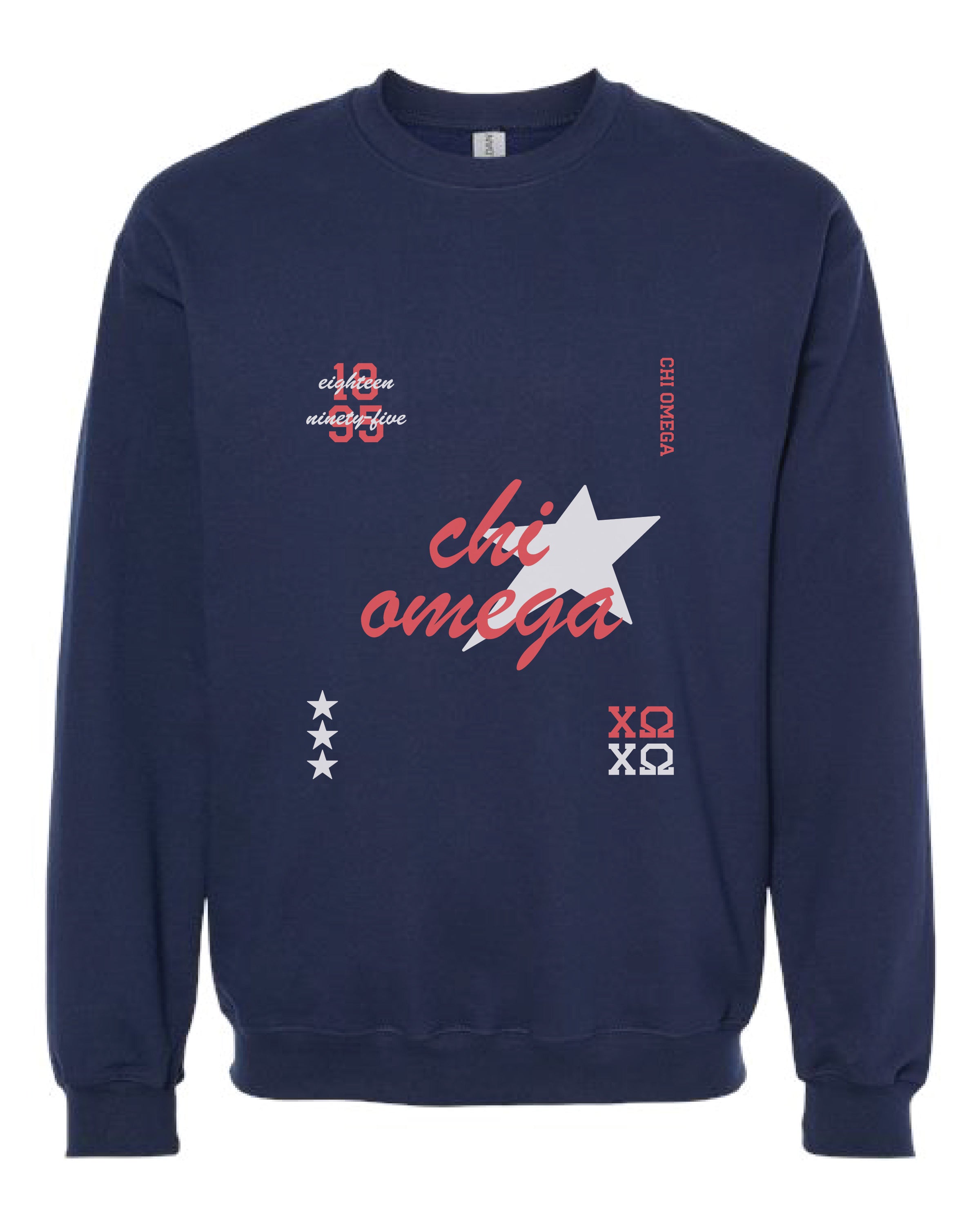 Chi Omega Navy Stars Sorority Crewneck – University Tees